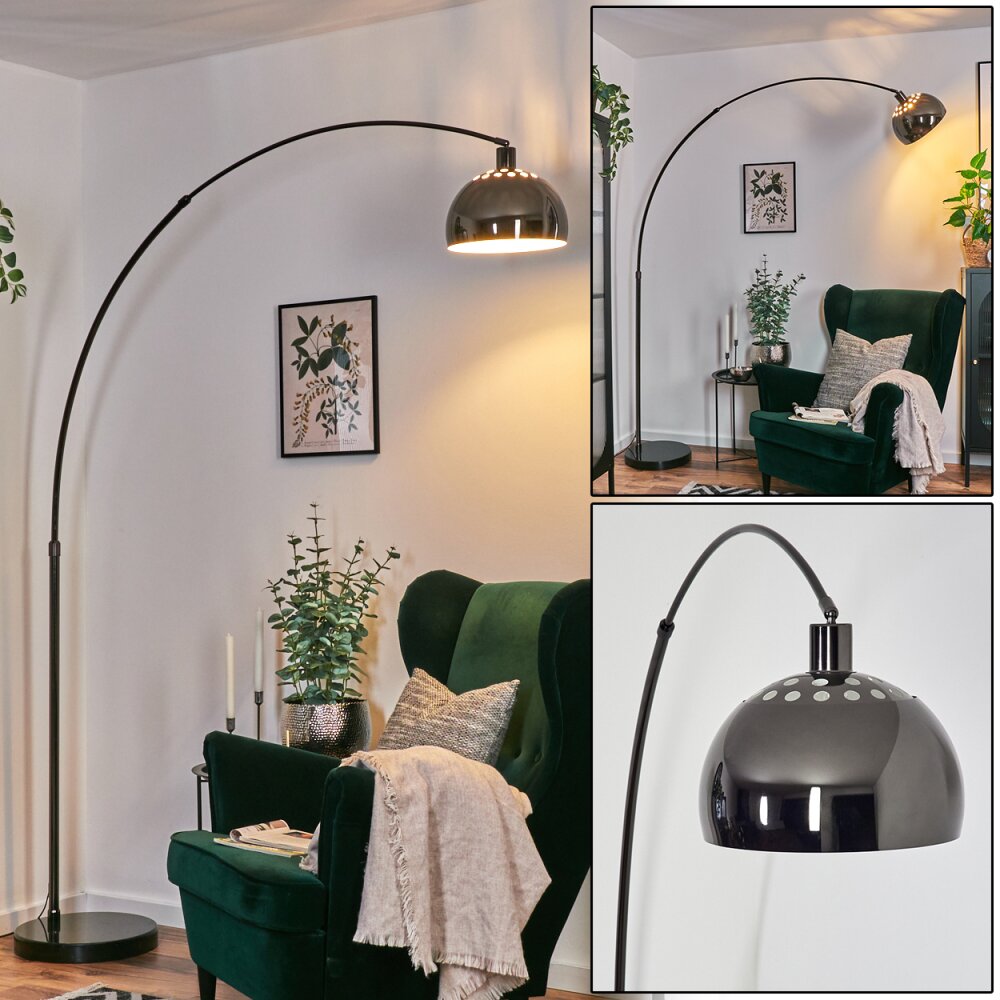 Baloca Bogenlampe 27 cm Chrom, Schwarz H3886298 | lampe.de